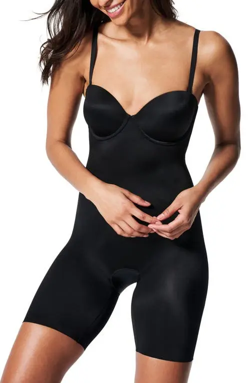 Spanx Spanxshape™ Suit Your Fancy Strapless Cupped Mid Thigh Bodysuit - Very Black