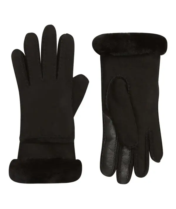 UGG Seamed Touchscreen Compatible Shearling Gloves - Black