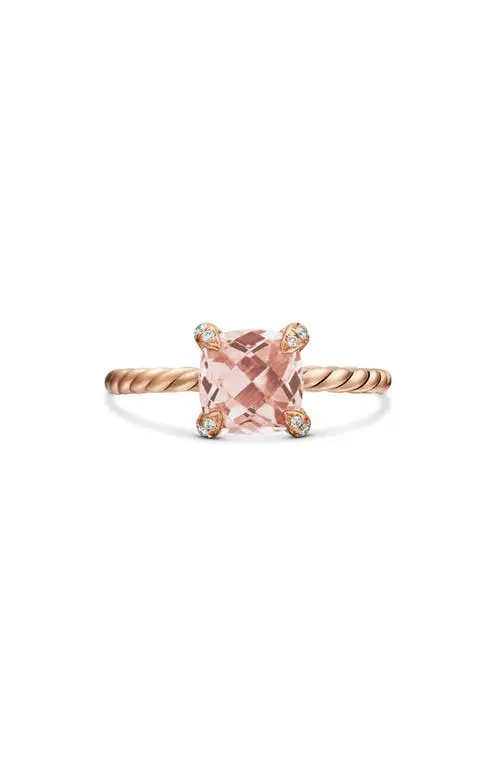 David Yurman Chatelaine Ring With Morganite And Diamonds - Rose Gold/diamond/morganite