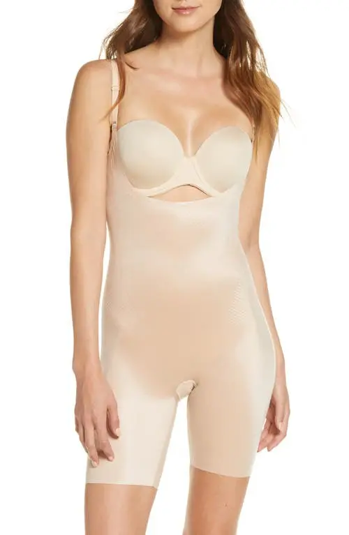 Spanx Spanxshape™ Invisible Open-bust Mid-thigh Bodysuit - Champagne Beige