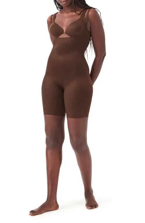 Spanx Spanxshape™ Invisible Open-bust Mid-thigh Bodysuit - Chestnut Brown