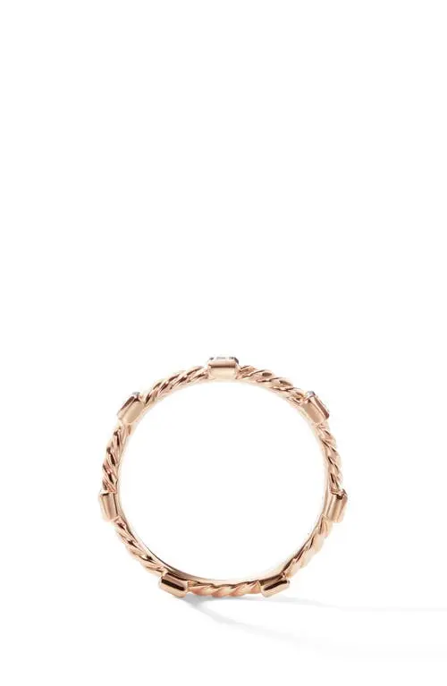 David Yurman Cable Collectibles® Stations Stack Ring In 18k Yellow Gold With Diamonds - Rose Gold/diamond