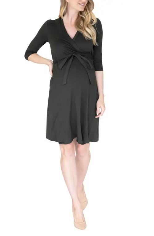 ANGEL MATERNITY Empire Waist Wrap Dress - Black