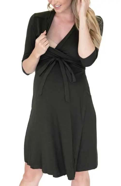 ANGEL MATERNITY Empire Waist Wrap Dress - Black