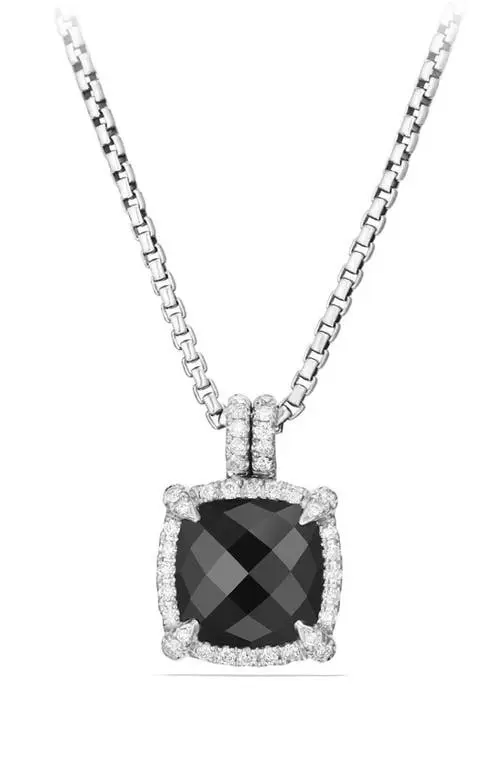 David Yurman Châtelaine Pavé Bezel Pendant Necklace - Black Onyx
