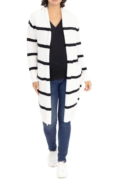 ANGEL MATERNITY Stripe Cardigan - Beige Stripe