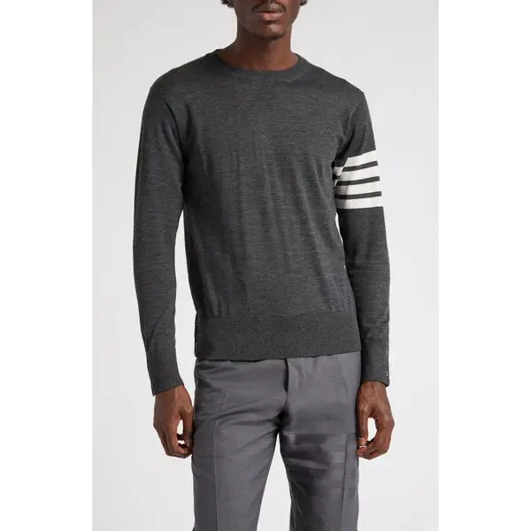 Thom Browne 4-bar Merino Wool Sweater - Dark Grey