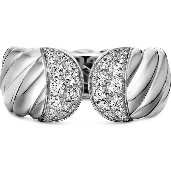 David Yurman Sculpted Cable Ring With Pavé Diamonds - Diamond/silver