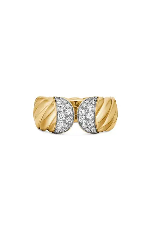 David Yurman Sculpted Cable Diamond Ring - Diamond/ Yellow Gold