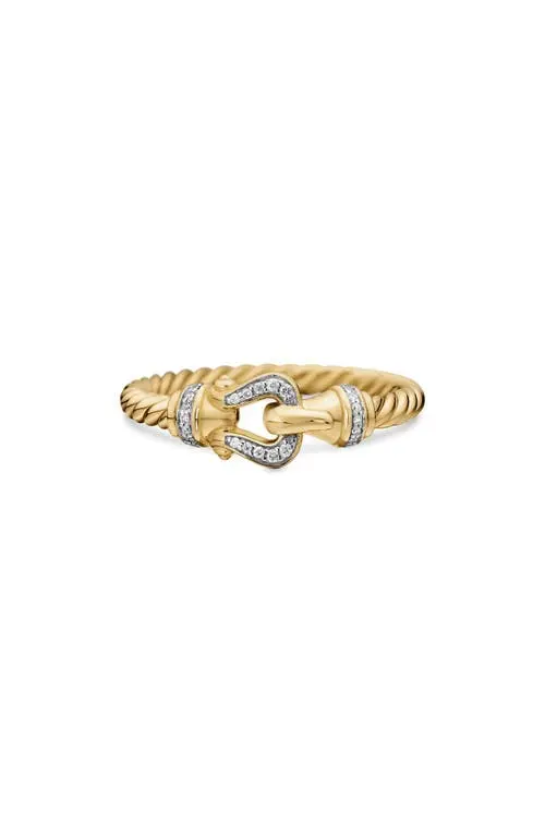 David Yurman Petite Buckle Diamond Ring - Diamond/yellow Gold