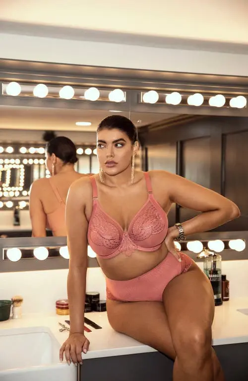 Elomi Priya Full Figure Underwire Plunge Bra - Rose Gold