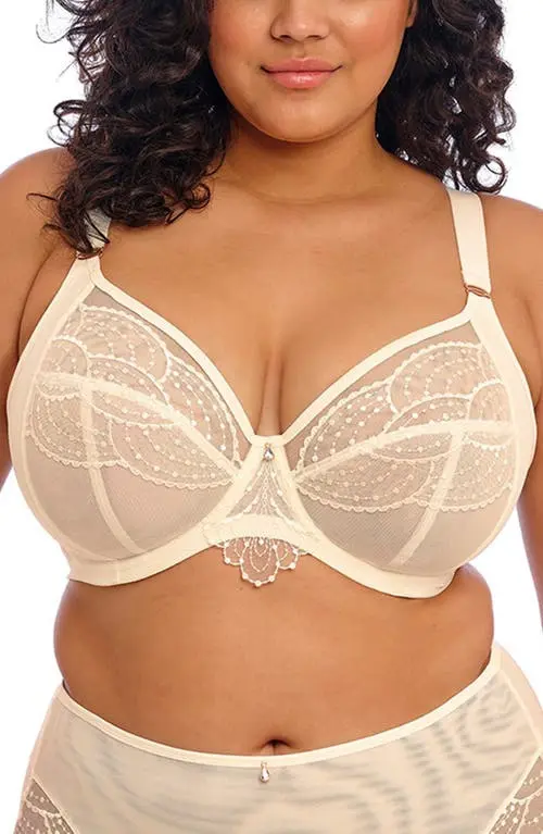 Elomi Priya Full Figure Underwire Plunge Bra - Vanilla