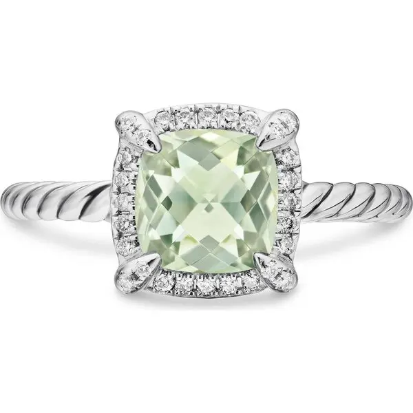 David Yurman Petite Chatelaine® Pavé Bezel Ring - Silver Pave/prasiolite