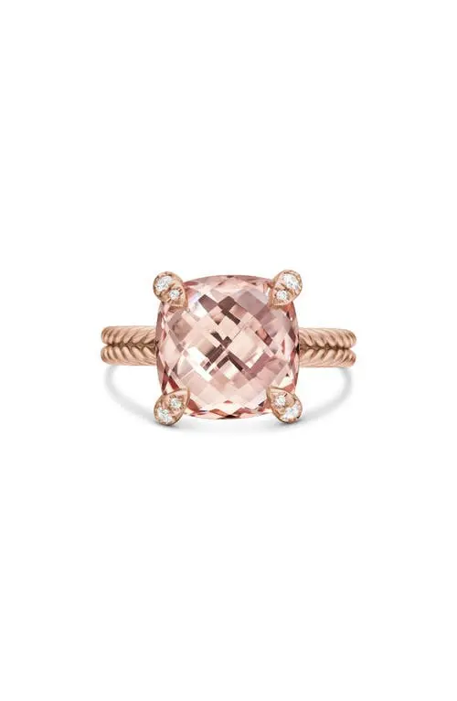 David Yurman Châtelaine® Ring In 18k Rose Gold With Morganite And Diamonds - Rose Gold/diamond/morganite