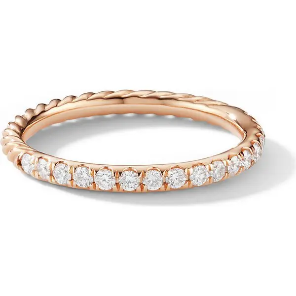 David Yurman Cable Pavé Band Ring With Diamonds - Rose Gold/diamond