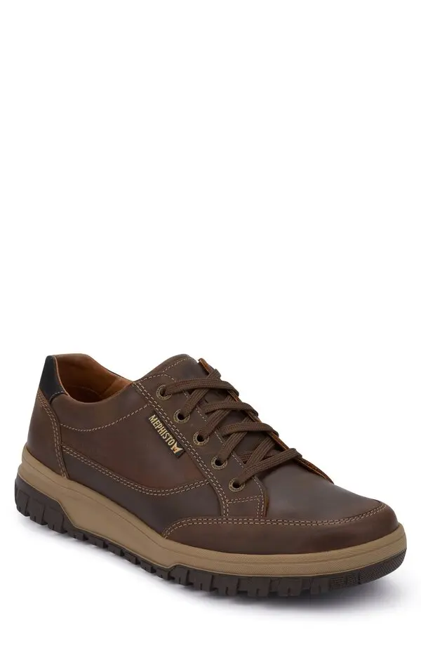 Mephisto Paco Waterproof Walking Sneaker - Tobacco Leather