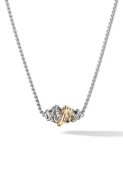 David Yurman Crossover Short Station Necklace - Silver/ Gold