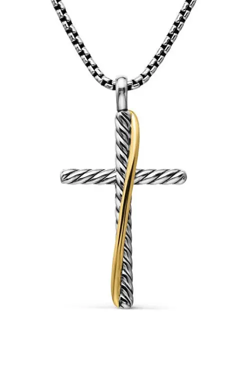 David Yurman Crossover Cross Pendant Necklace - Silver/gold