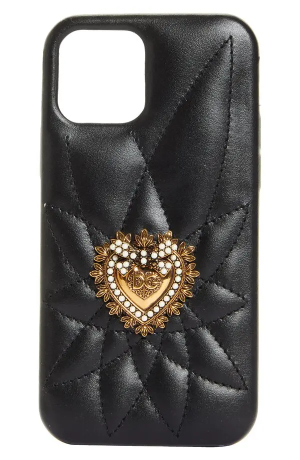 美品DOLCE&GABBANA DEVOTION iPhone12Proケース Dolce & Gabbana Devotion Quilted Leather Iphone 12 Pro X Case