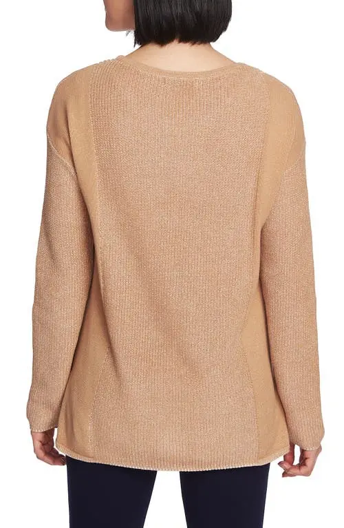 Chaus Mixed Gauge Pullover Sweater - Light French Truf