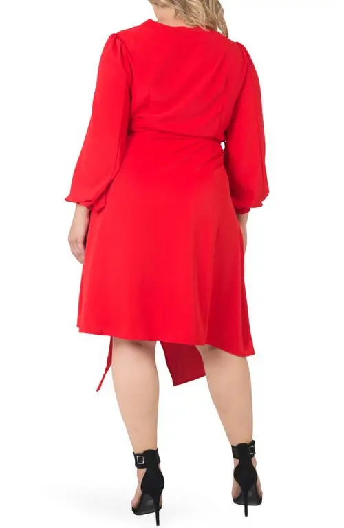 STANDARDS & PRACTICES Asymmetrical Long Sleeve Shirtdress - Cherry