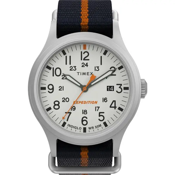 TIMEX® Expedition Sierra Strap Watch - Silver/ White/ Blue