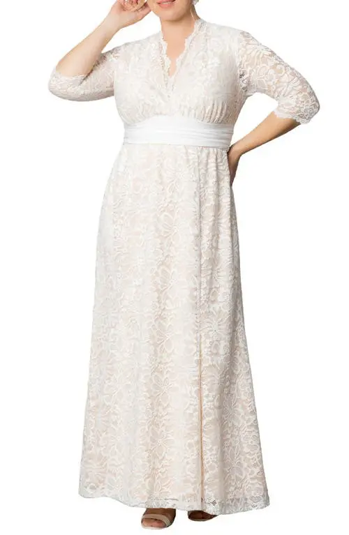 KIYONNA Amour Lace Gown - Ivory Lace/ Nude Lining
