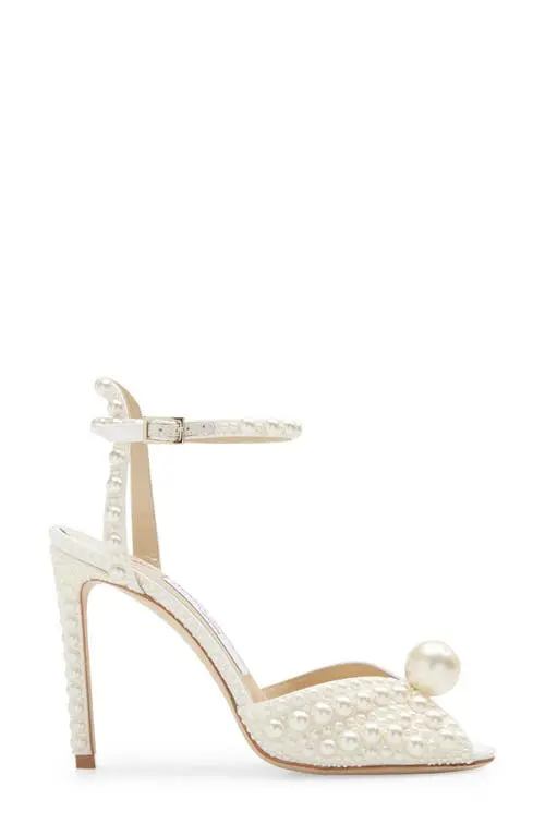 JIMMY CHOO Sacora Embellished Sandal - White/white