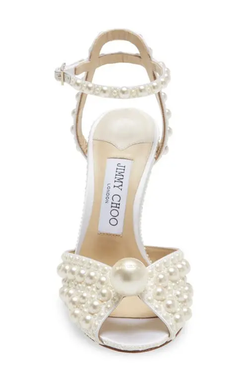 JIMMY CHOO Sacora Embellished Sandal - White/white
