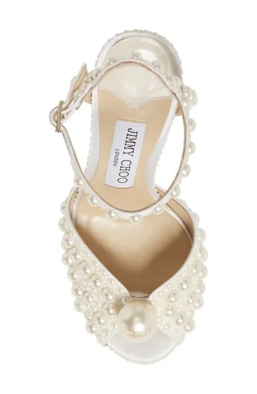 JIMMY CHOO Sacora Embellished Sandal - White/white
