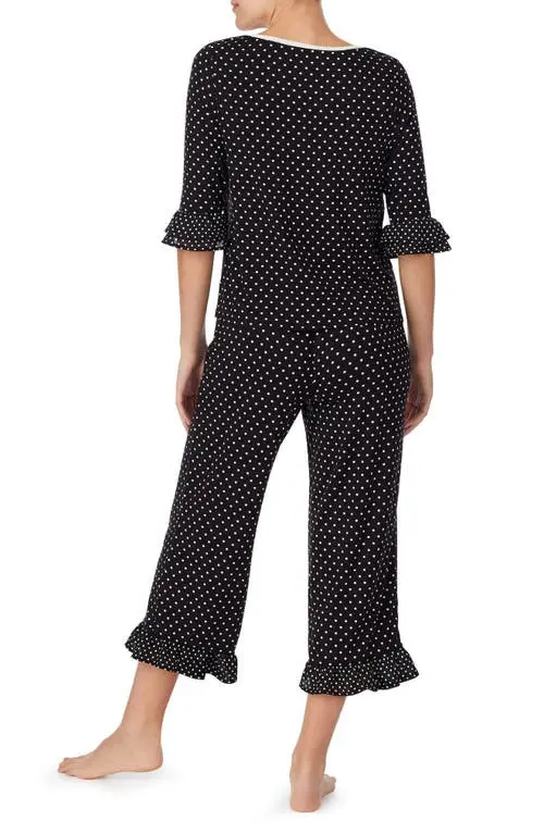Kate Spade New York Polka Dot Jersey Crop Pajamas