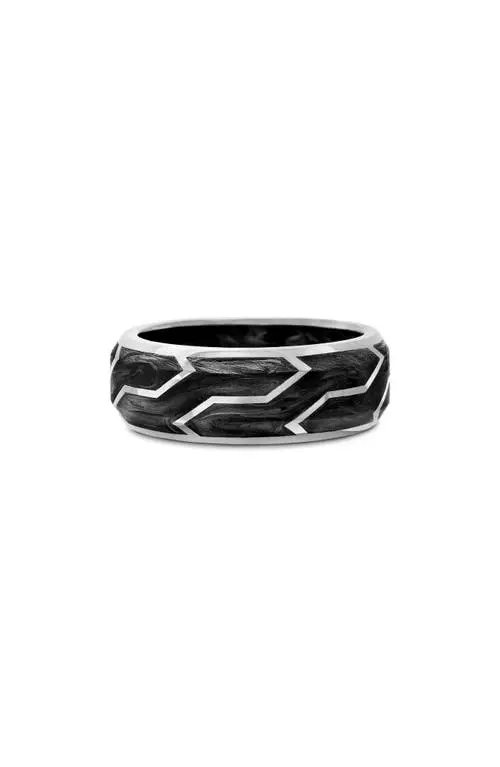 David Yurman Forged Carbon Band Ring - White Gold/forged Carbon