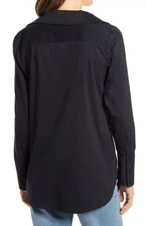Halogen Asymmetric Button-up Blouse