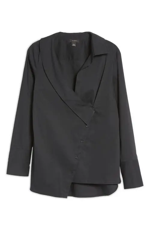 Halogen Asymmetric Button-up Blouse
