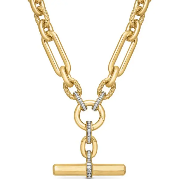 David Yurman Lexington Diamond Y Necklace - Diamond/ Yellow Gold