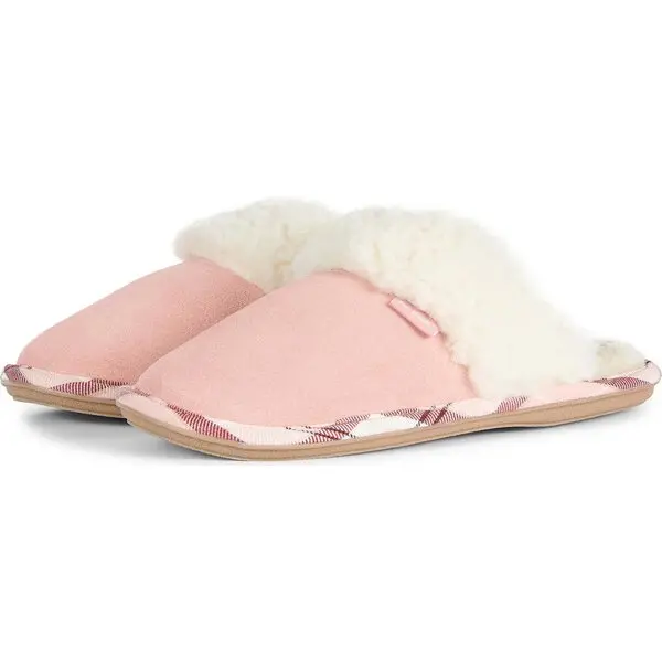 Barbour Lydia Faux Fur Slipper - Pink Suede