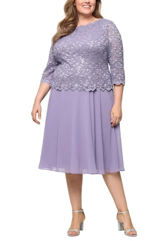 Alex Evenings Mock Two-piece Midi Dress - Heather