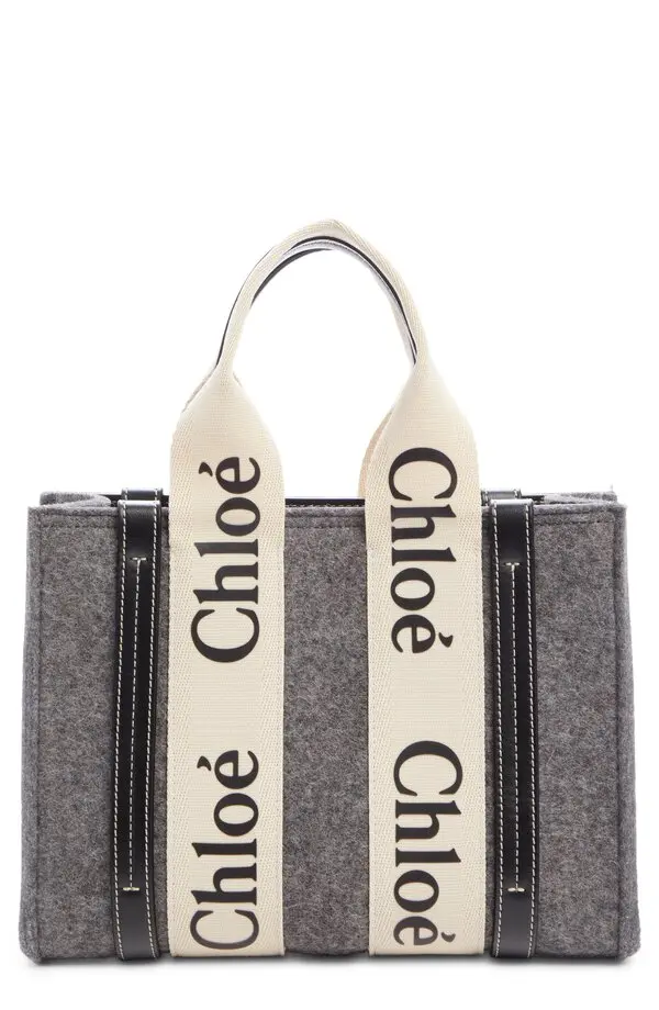 Chloé Small Woody Logo Strap Felt Tote
