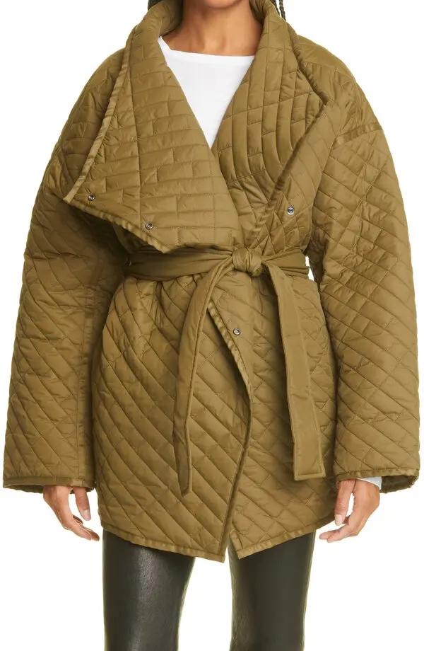 FRAME Quilted Drape Neck Jacket