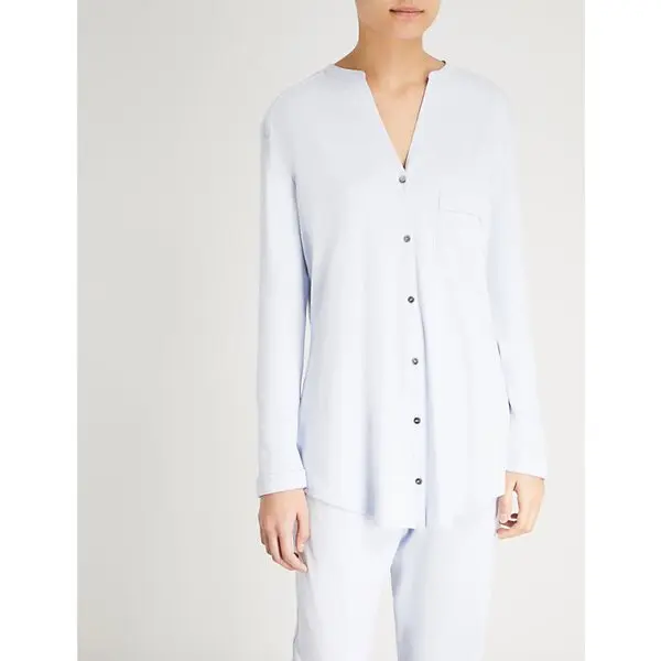 Hanro Pure Essence Cotton-jersey Pyjama Set - Blue Glow