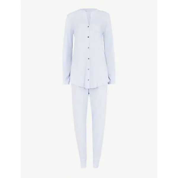 Hanro Pure Essence Cotton-jersey Pyjama Set - Blue Glow