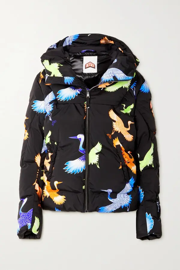 JETSET Julia Hooded Quilted Printed Ski Jacket - Black