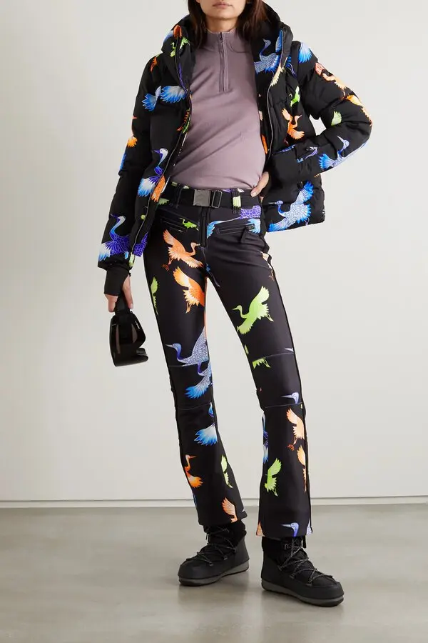 JETSET Julia Hooded Quilted Printed Ski Jacket - Black