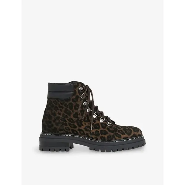 Whistles Amber Leopard-print Ponyhair Hiking Boots