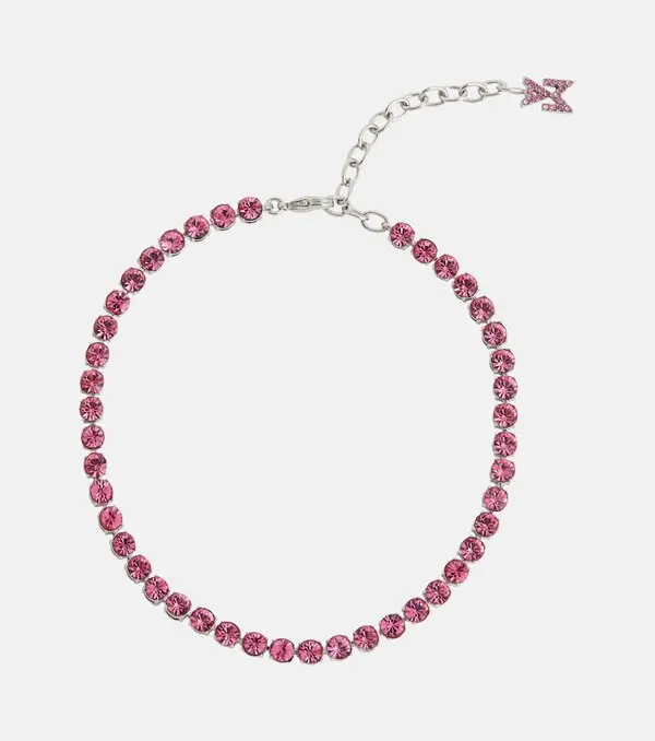 Amina Muaddi Tennis Crystal Anklet - Pink