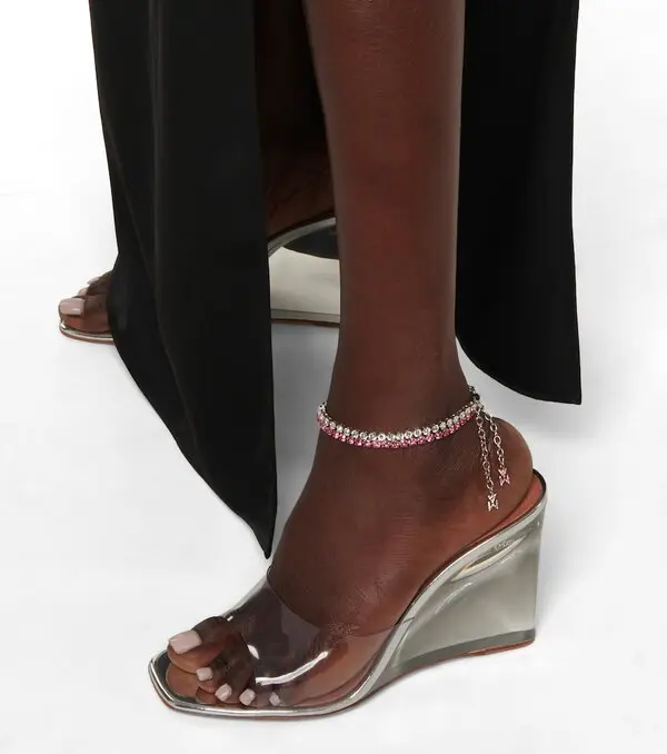 Amina Muaddi Tennis Crystal-embellished Anklet - Pink