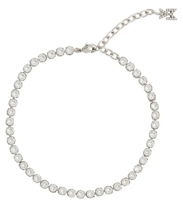 Amina Muaddi Tennis Crystal Anklet - Silver