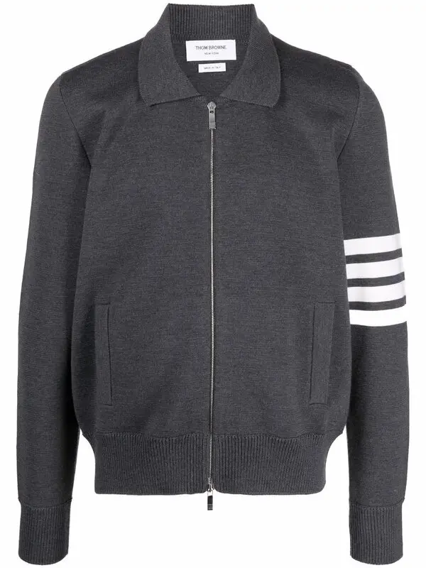 Thom Browne 4-bar Stripe Zip-up Jumper