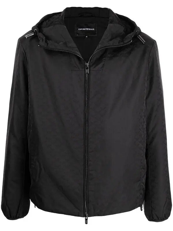 Emporio Armani Zip-up Hooded Jacket - Black