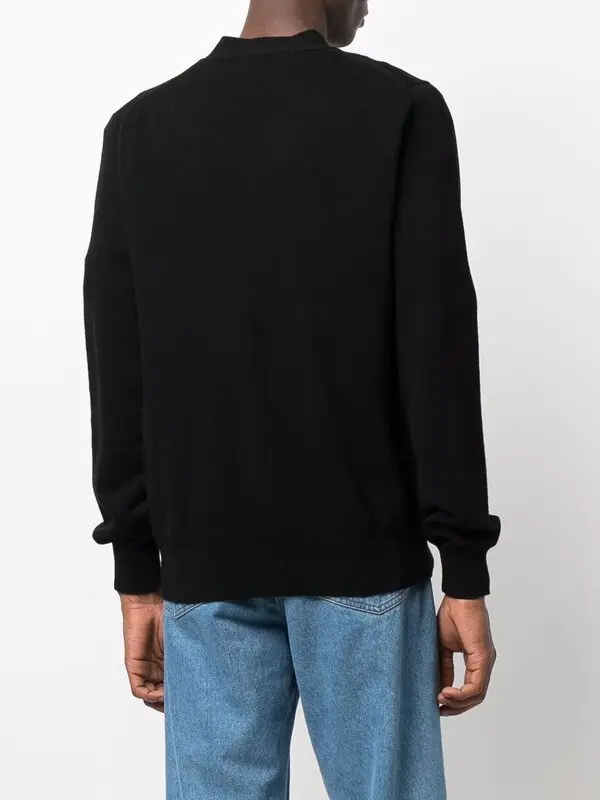 Play Comme Des Garcon Fine-knit Wool Cardigan - Black